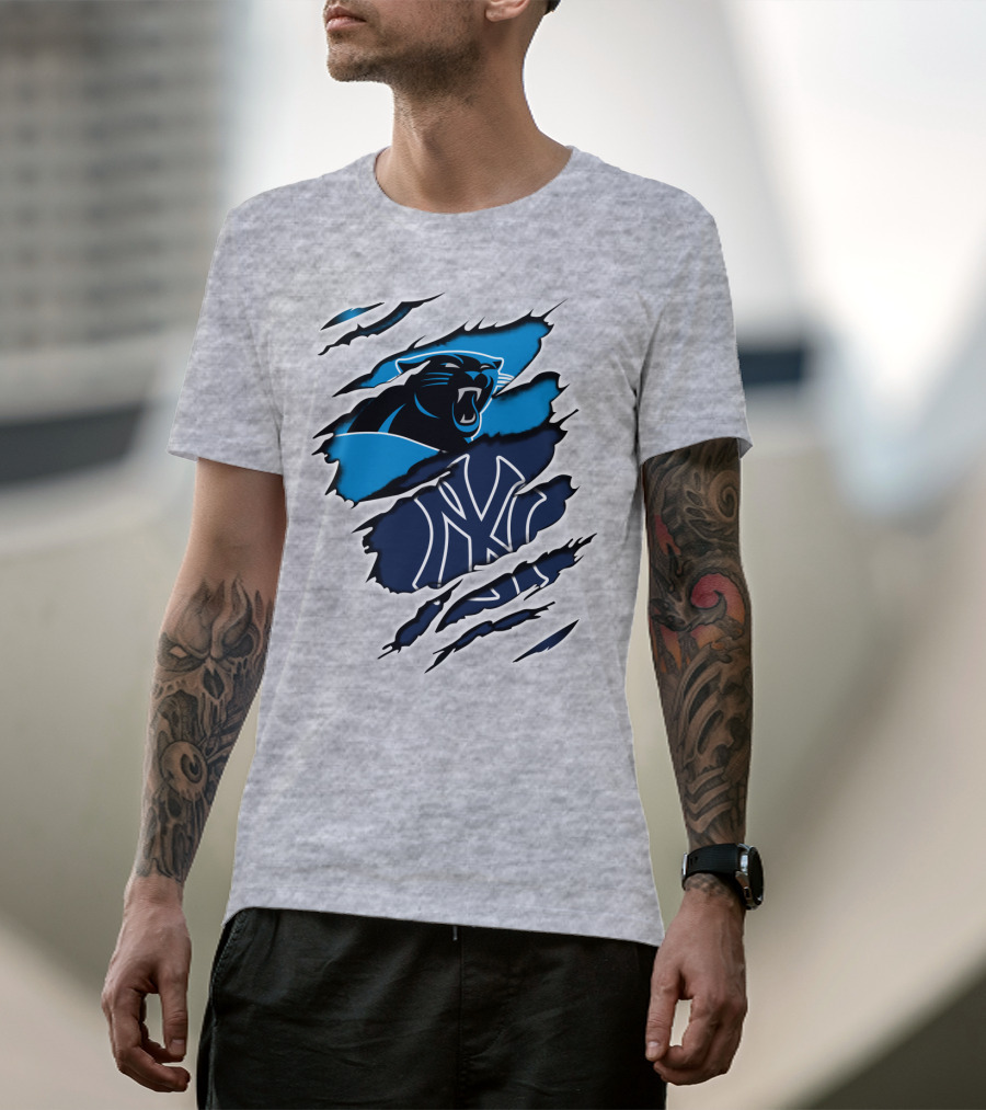 Panthers Yankees Claw Scratch Sports Fusion T-Shirt