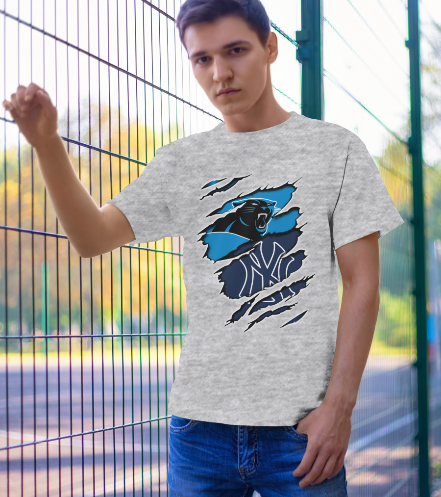 Panthers Yankees Claw Scratch Sports Fusion T-Shirt