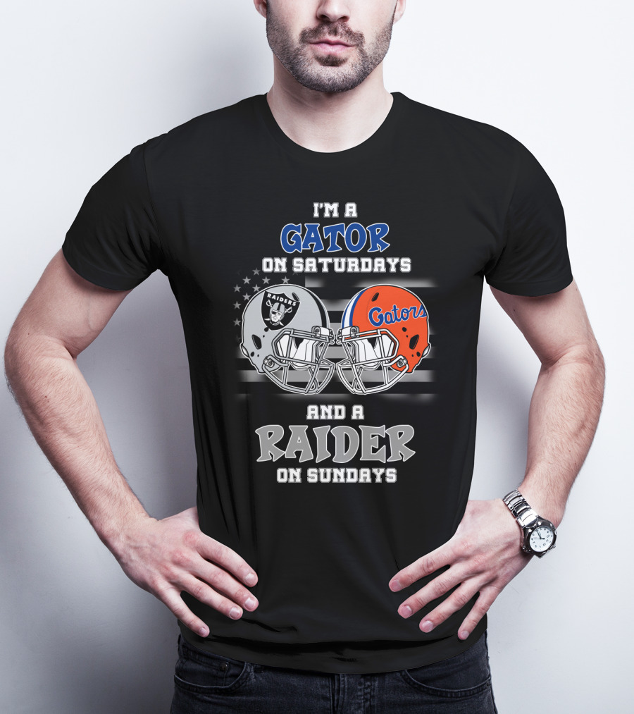 I'm A Gator On Saturdays And A Raider On Sundays Gators Raiders Helmet T-Shirt