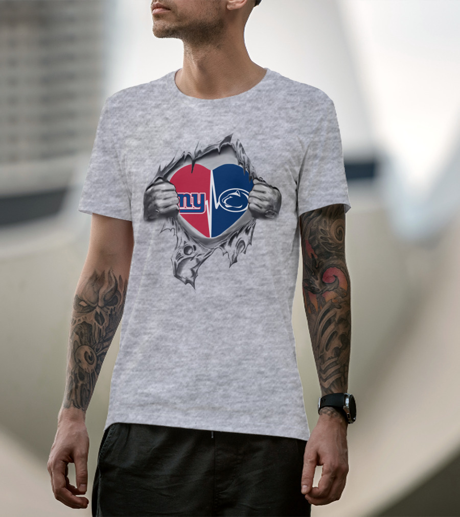 NY Giants Penn State Nittany Lions Heartbeat Combo T-Shirt