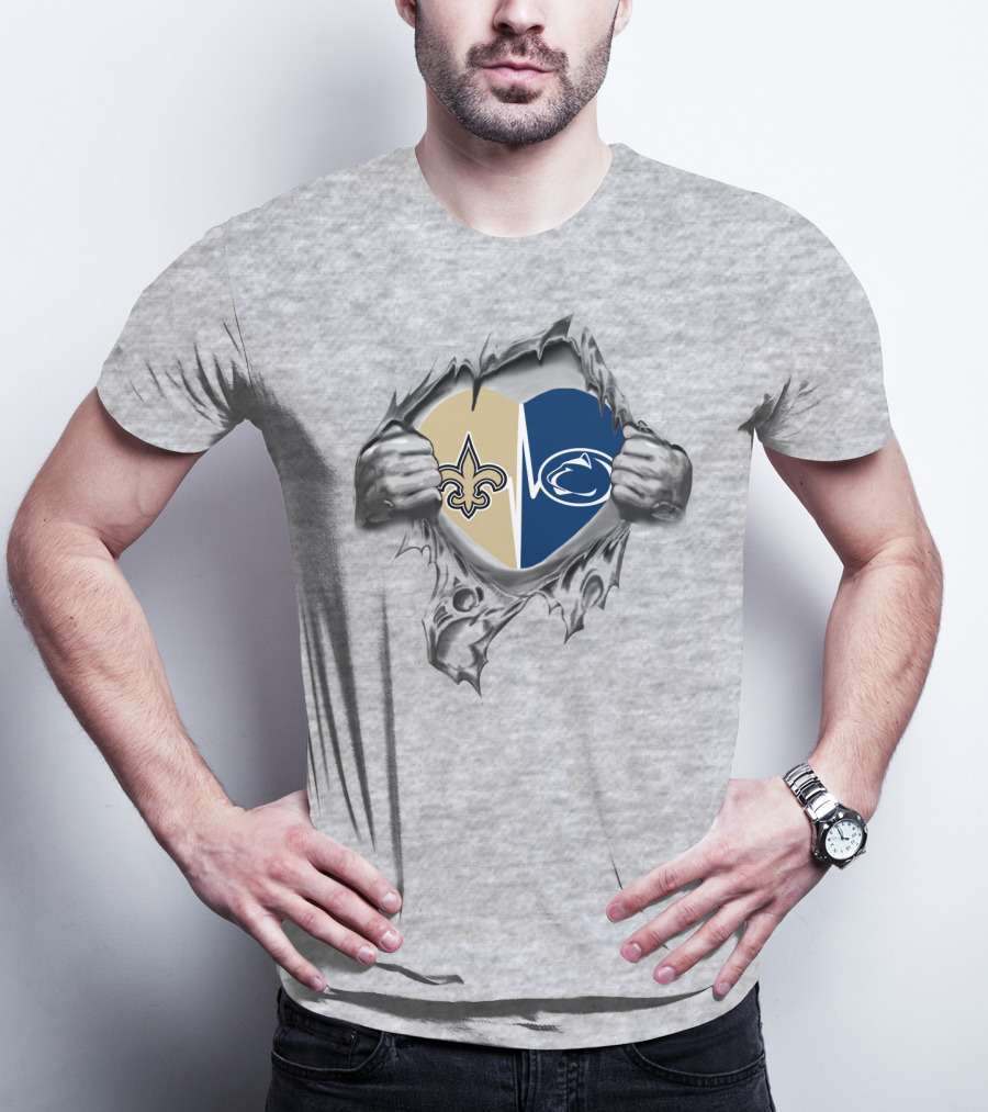 Saints Penn State Heart Logo Combination T-Shirt