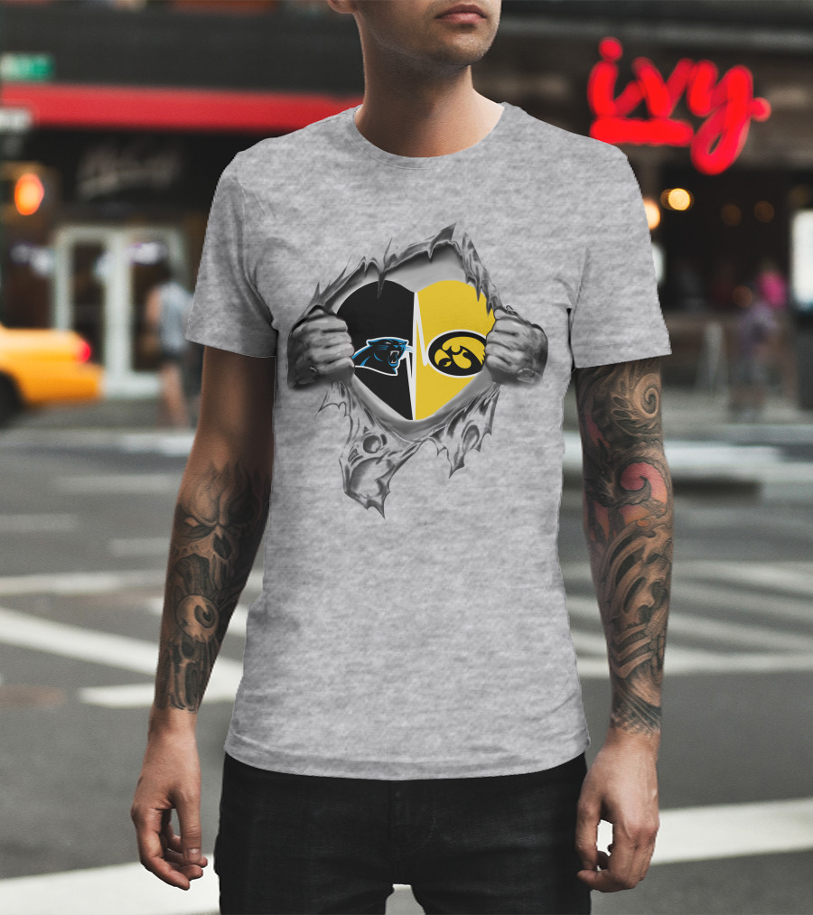 Hawkeyes Panthers Heart Inside Silver Claw Tear T-Shirt