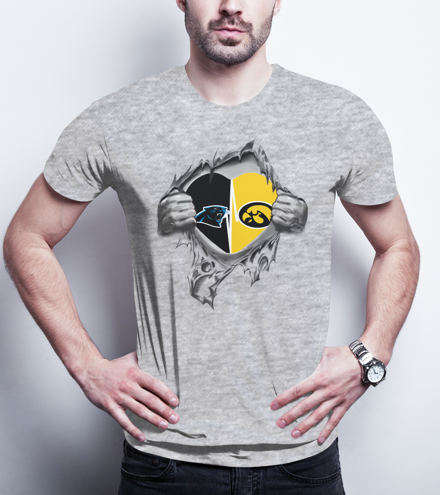 Hawkeyes Panthers Heart Inside Silver Claw Tear T-Shirt