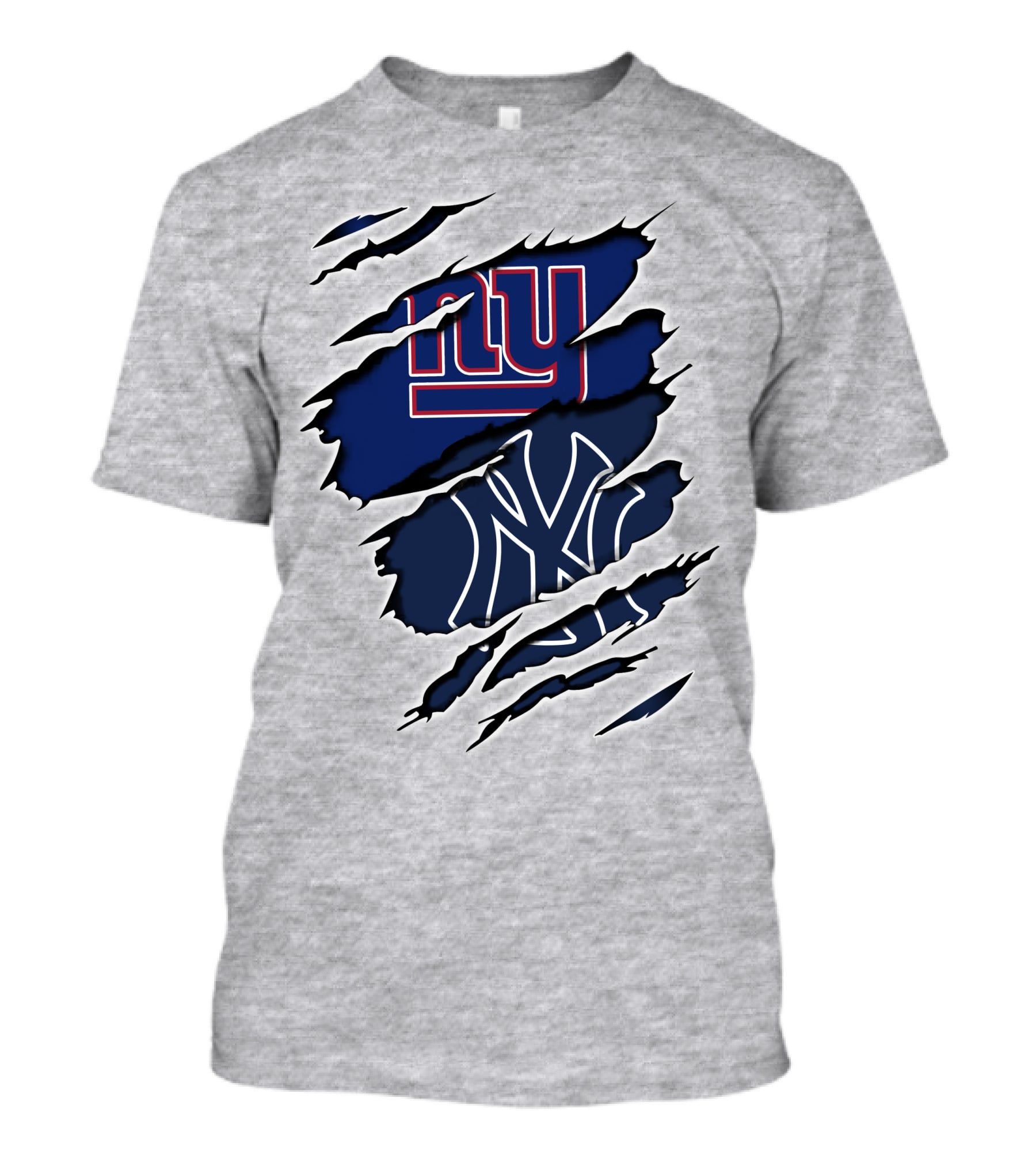 Giants Yankees Logos Ripped T-Shirt