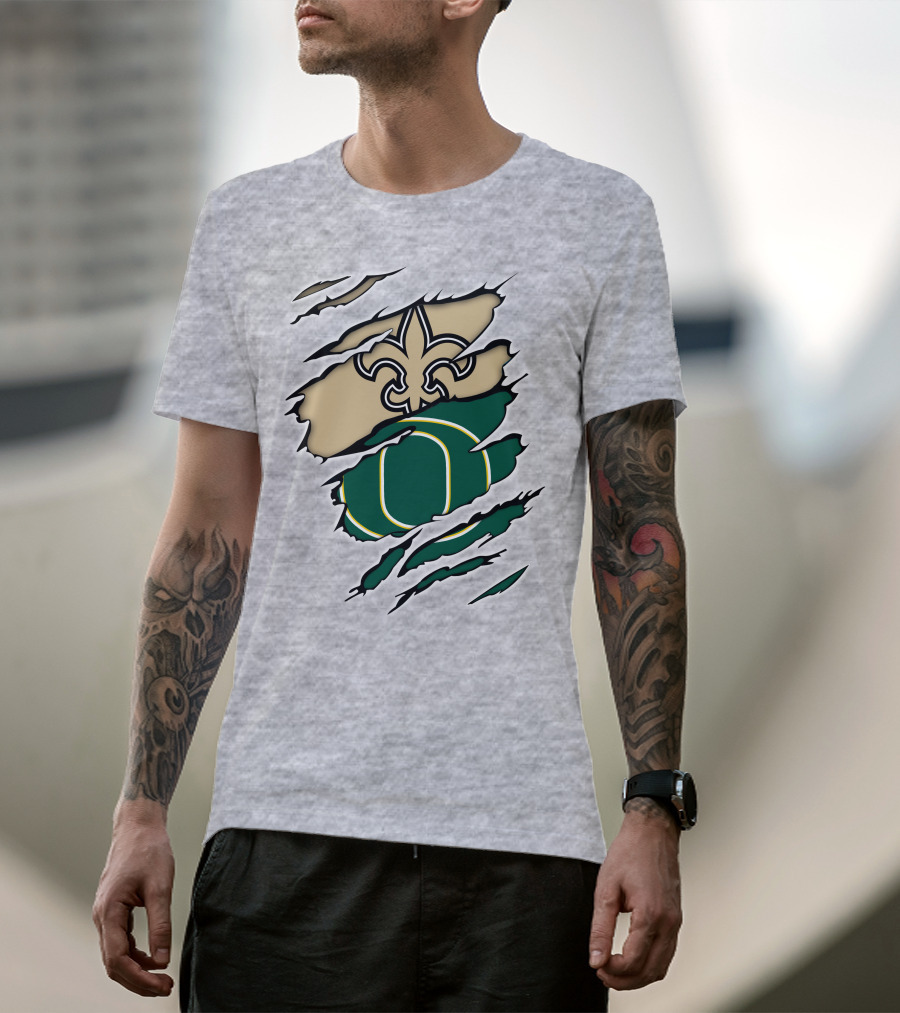 Saints Ducks Logo Fusion Fleur-de-Lis And Oregon Intertwined T-Shirt