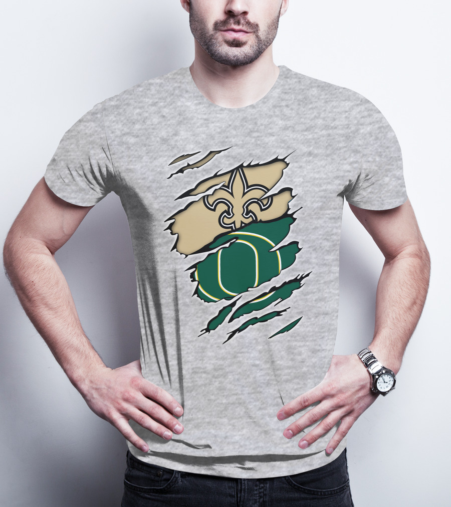Saints Ducks Logo Fusion Fleur-de-Lis And Oregon Intertwined T-Shirt