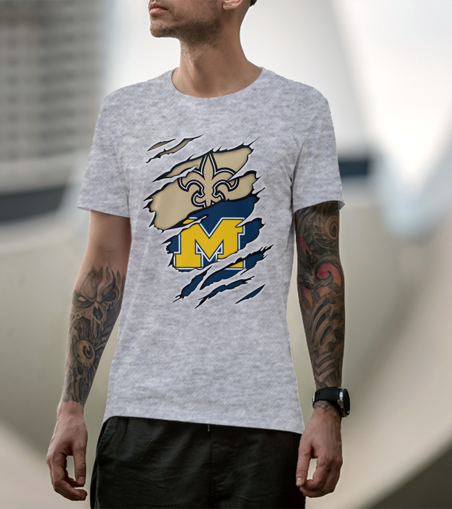 Michigan Saints Fleur-de-Lis Logo With Block M T-Shirt