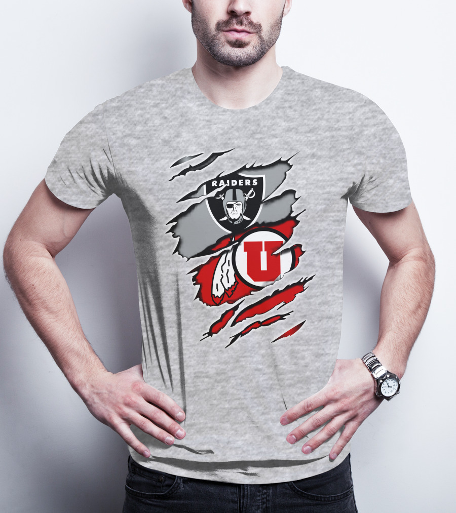 Raiders Utah Utes Collaborative Iconic Logos T-Shirt