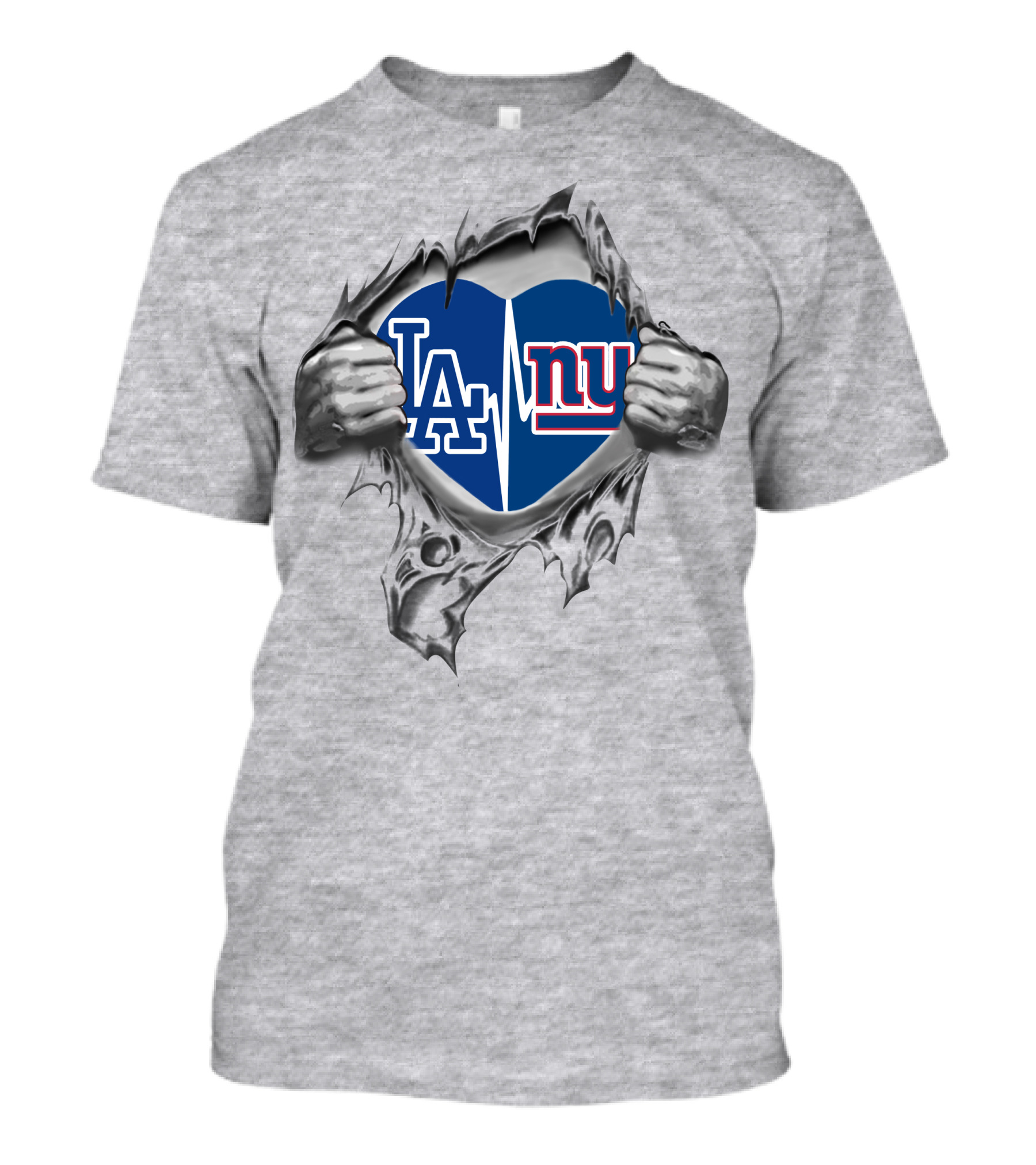 Giants Dodgers La Heart Torn Steel T-Shirt