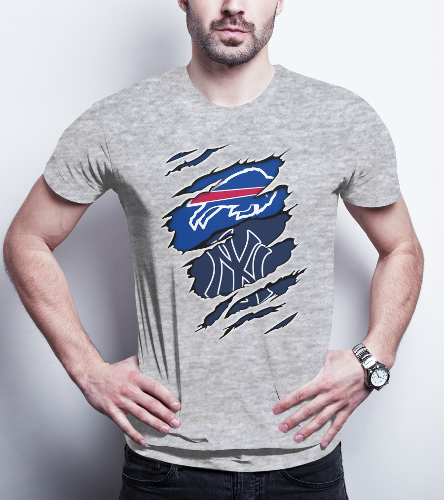 Buffalo Bills New York Yankees Ripped T-Shirt