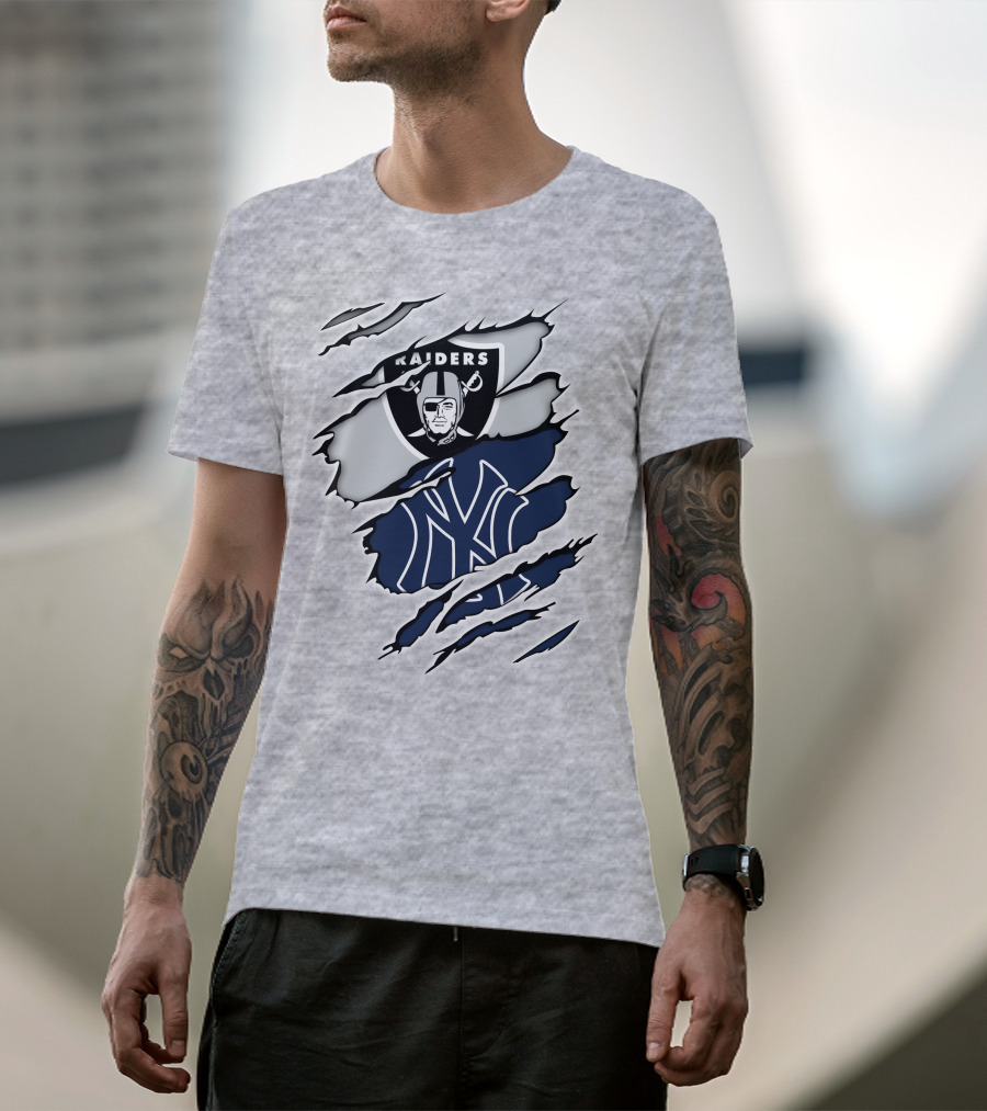 Raiders Yankees Collaboration Fan Support T-Shirt