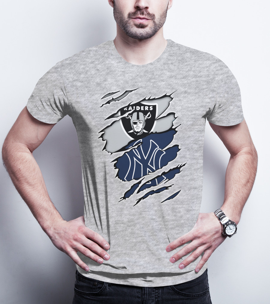 Raiders Yankees Collaboration Fan Support T-Shirt