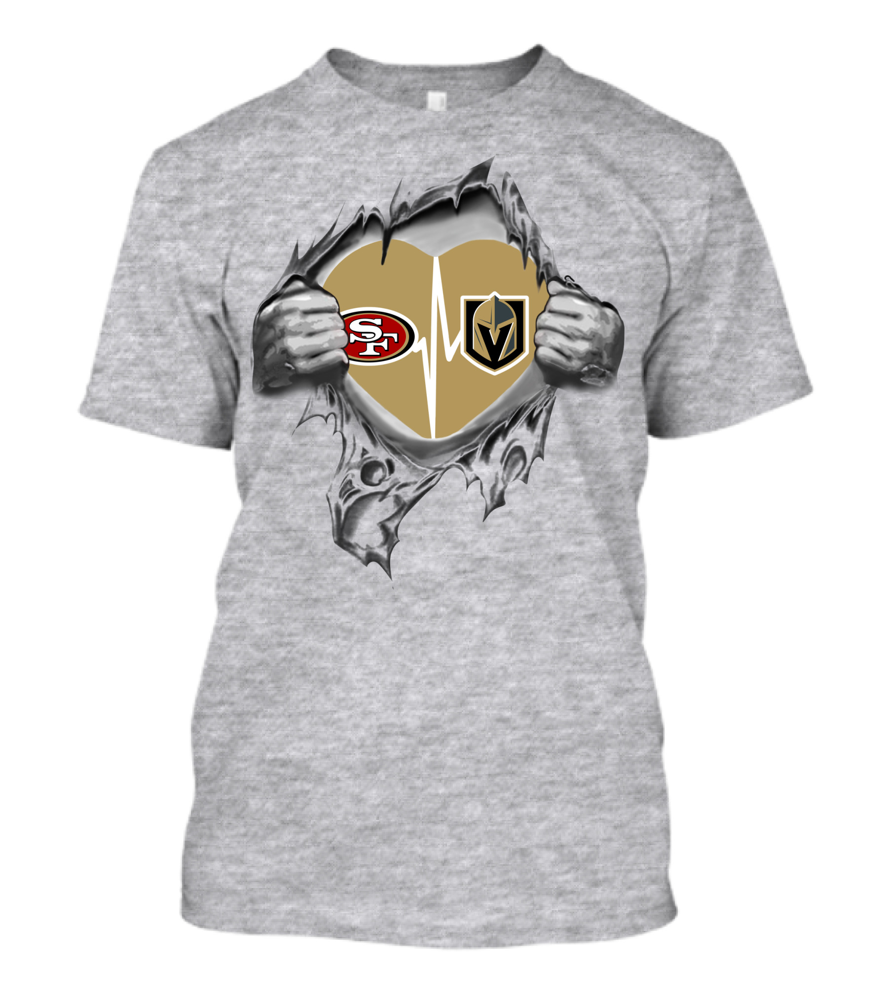 Golden Knights 49ers Heartbeat Passion Fan T-Shirt