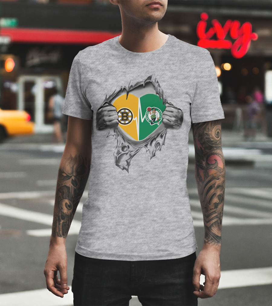 Bruins Celtics Heartfelt Loyalty With Logos And Symbols T-Shirt