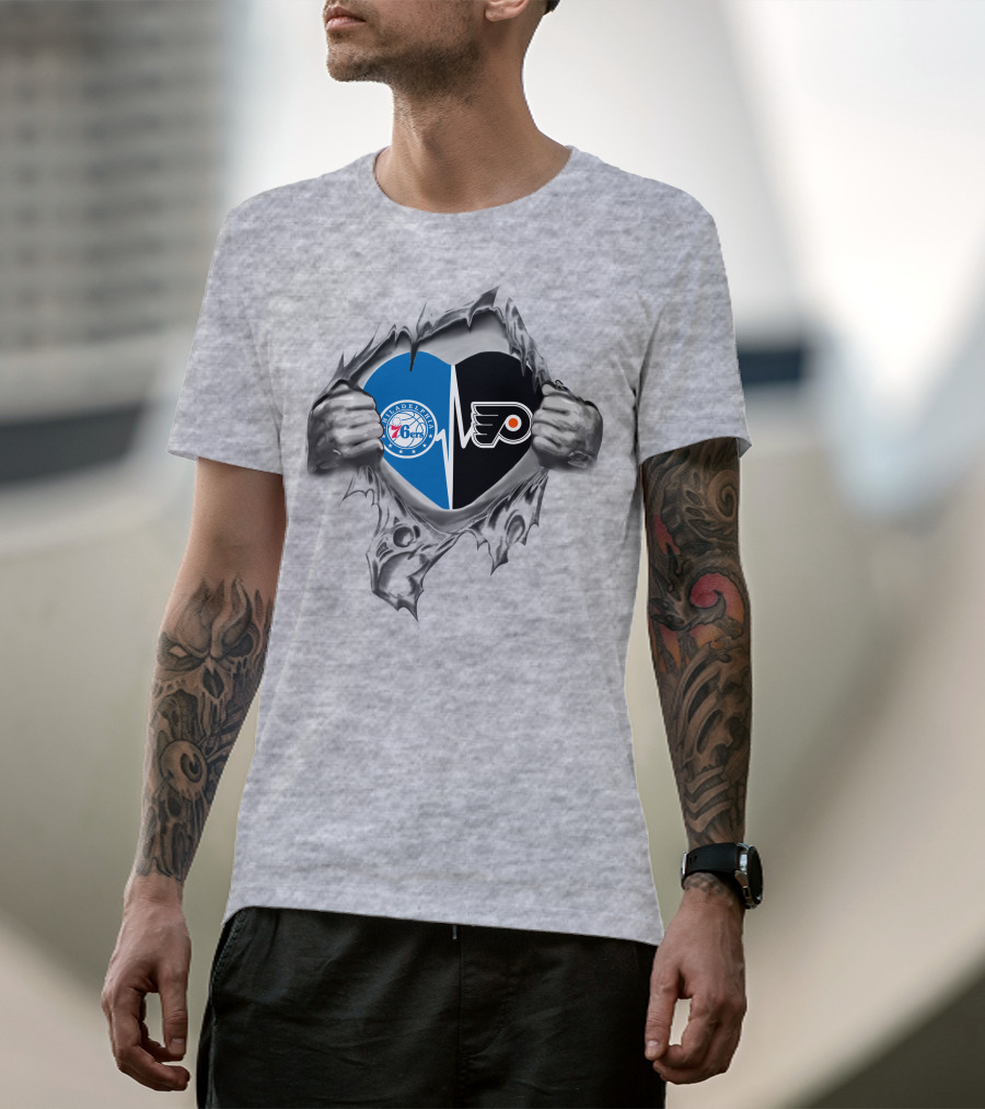 Philadelphia 76ers Flyers Heartbeat Passion T-Shirt