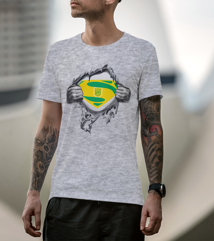 FC Nantes Super Man Emblem Tear Reveal T-Shirt