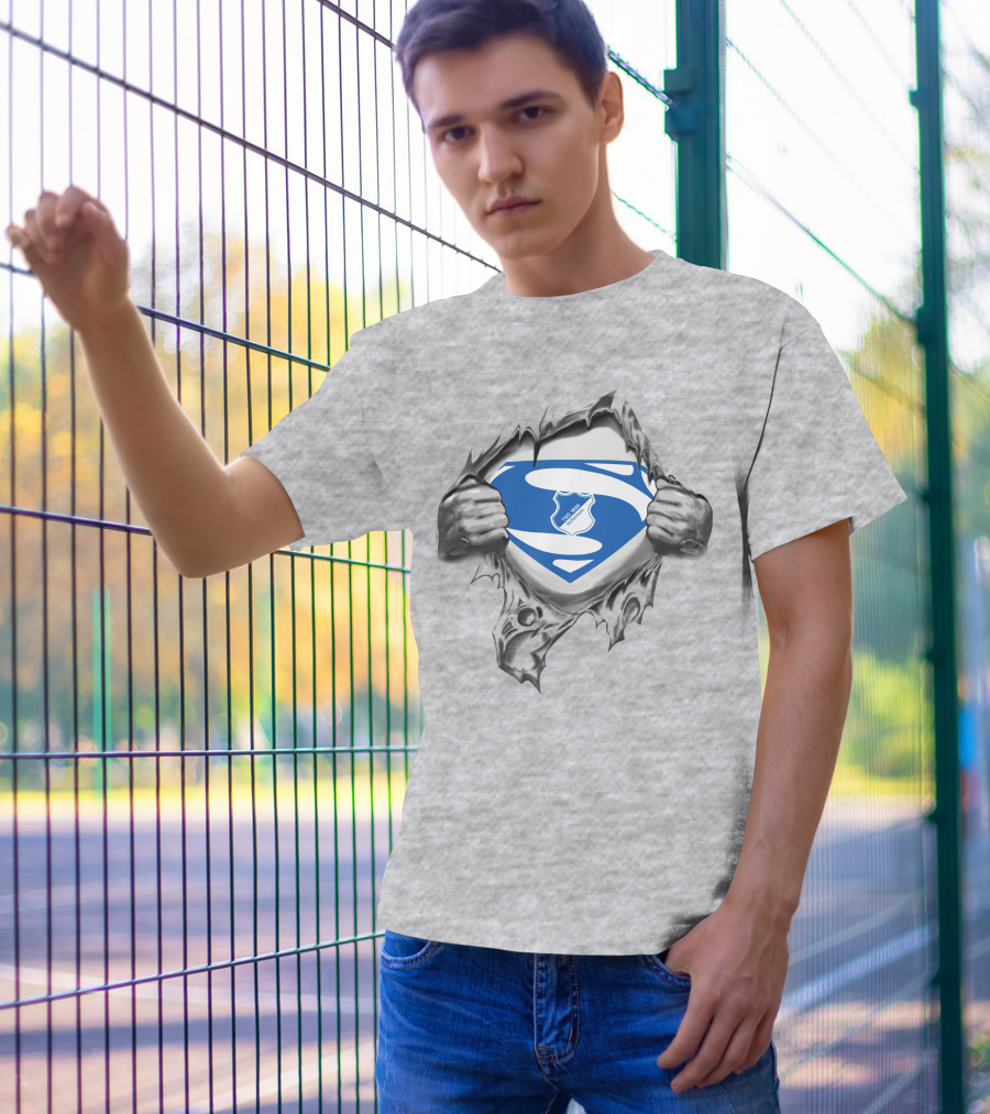 DFL TSG Hoffenheim Superman Logo Emblem Peeking Through Torn Fabric T-Shirt