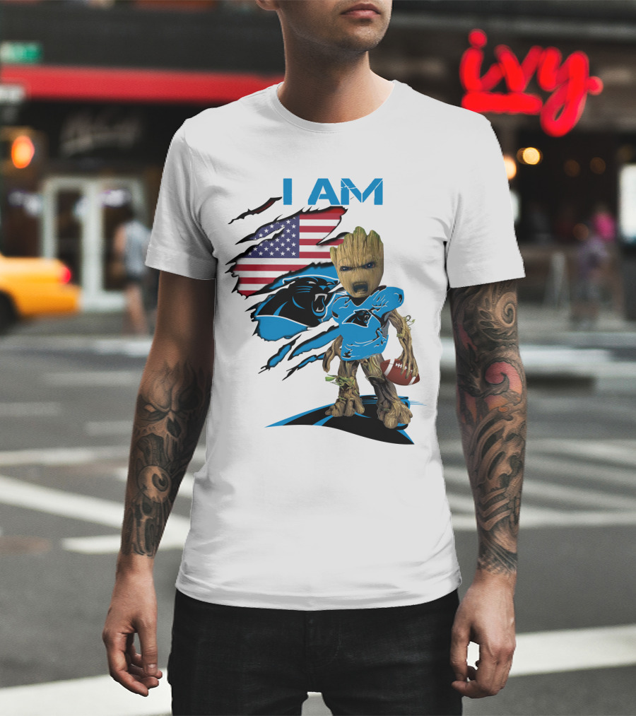 I AM Panthers Baby Groot Football Fan T-Shirt
