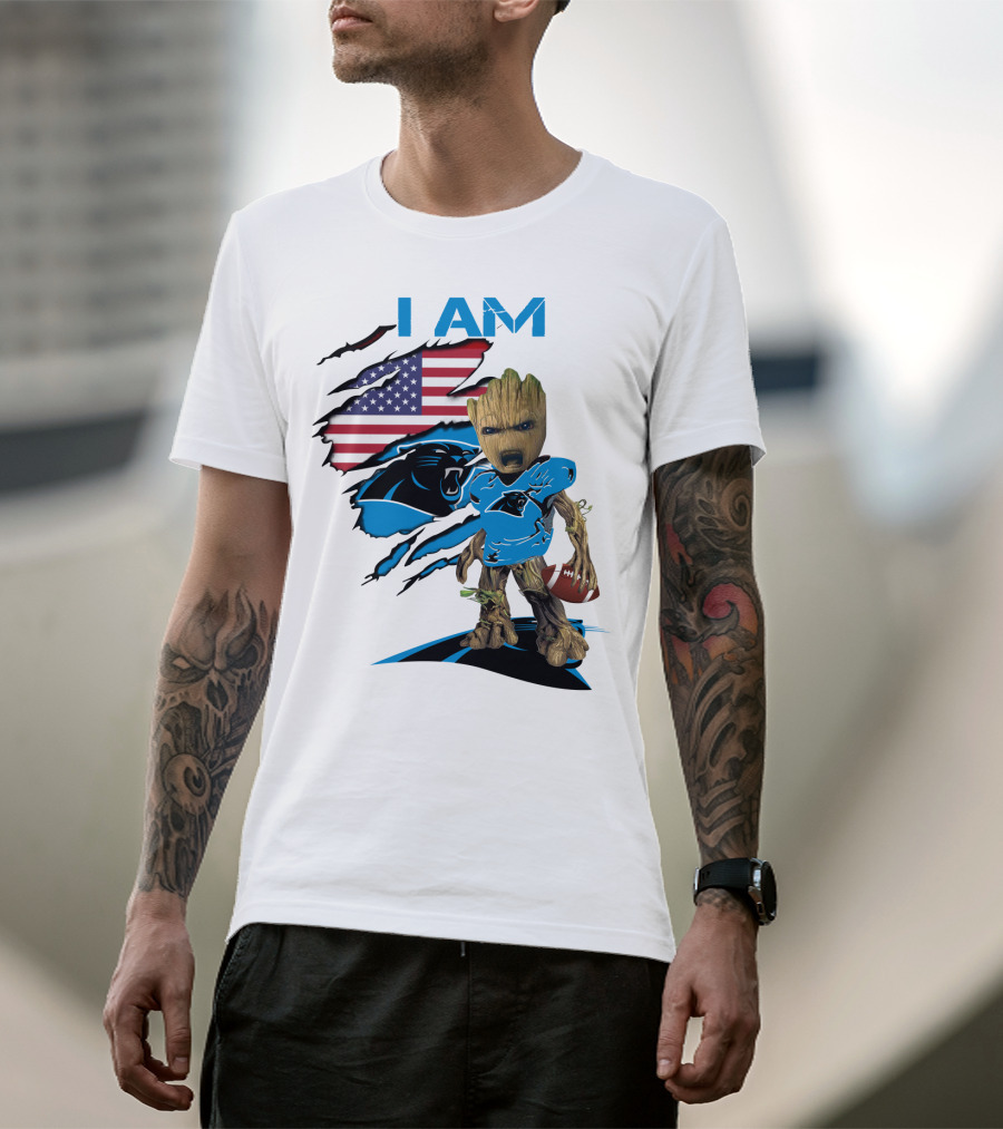 I AM Panthers Baby Groot Football Fan T-Shirt