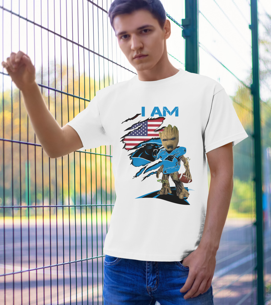 I AM Panthers Baby Groot Football Fan T-Shirt