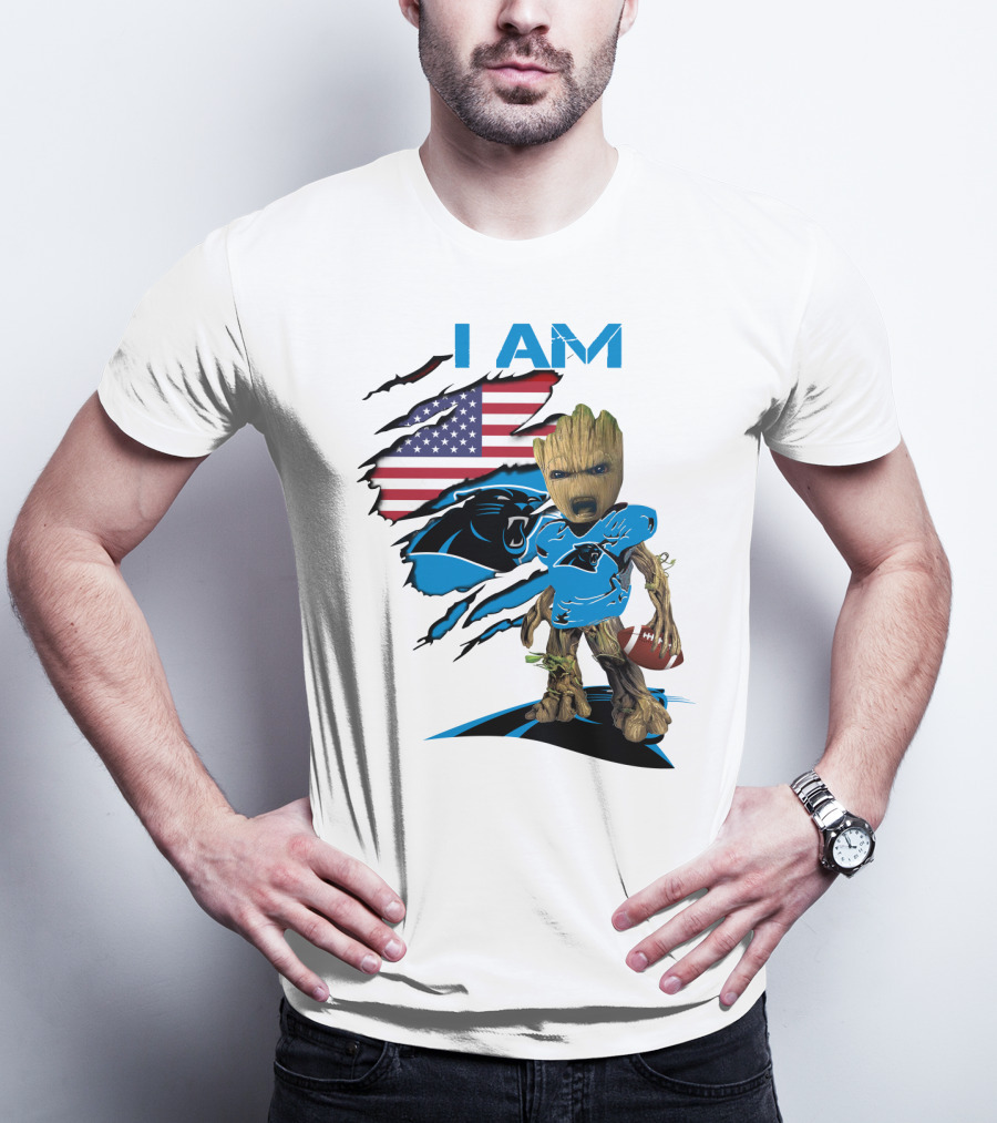 I AM Panthers Baby Groot Football Fan T-Shirt