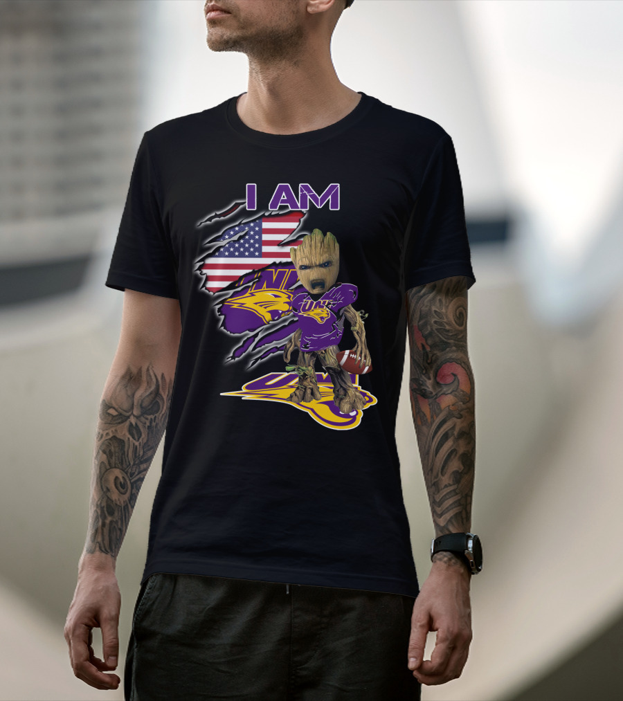 I Am Uni Baby Groot American Flag Football Panthers T-Shirt