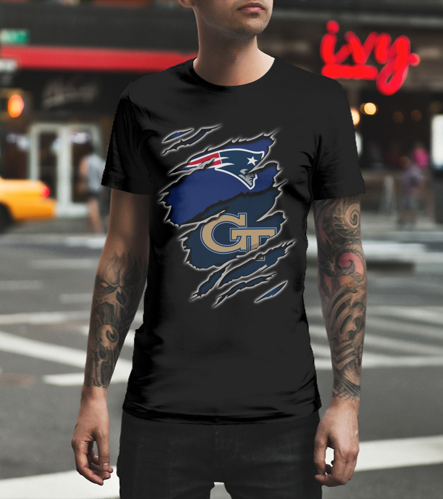 New England Patriots Georgia Tech Logo Collaboration T-Shirt