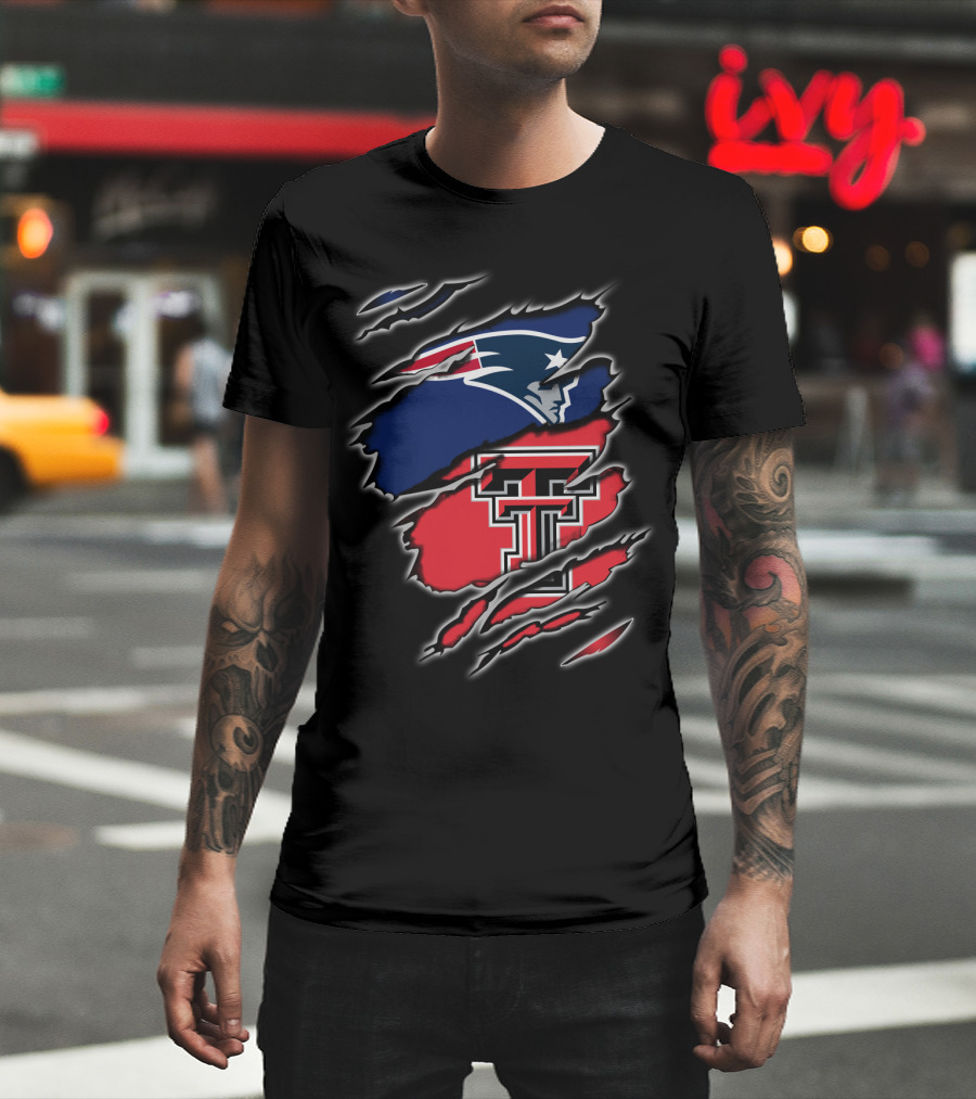 Patriots Texas Tech Raiders Football Rip Claw Marks T-Shirt
