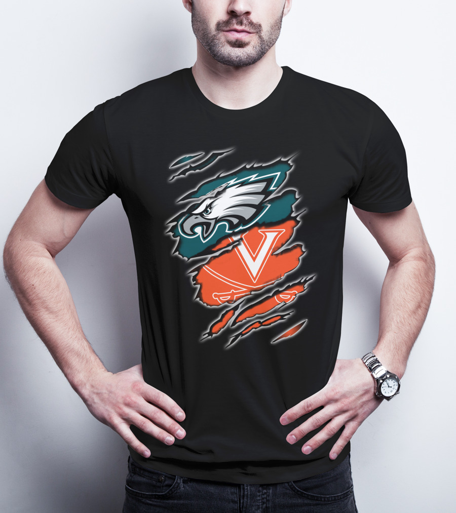 Philadelphia Eagles Virginia Cavaliers Fan Crossover T-Shirt