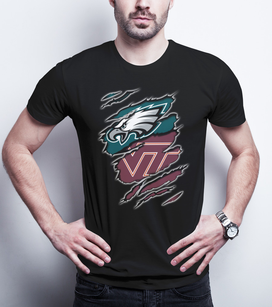 Philadelphia Eagles Virginia Tech Hokies Crossover T-Shirt