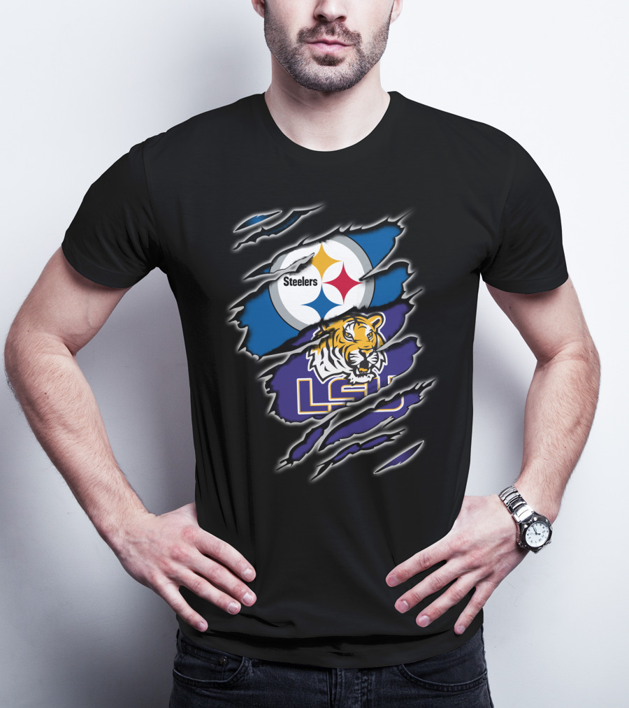 Steelers LSU Tigers Logo Fusion T-Shirt