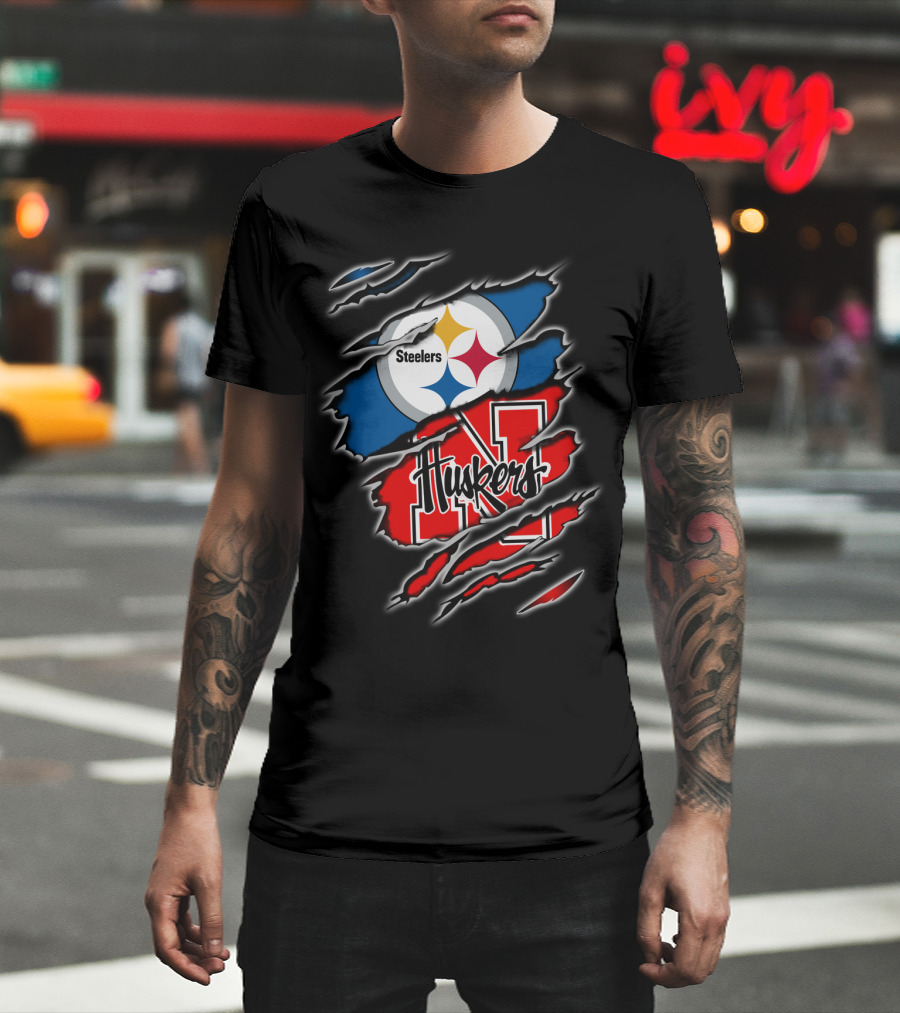 Steelers Huskers Ripped T-Shirt