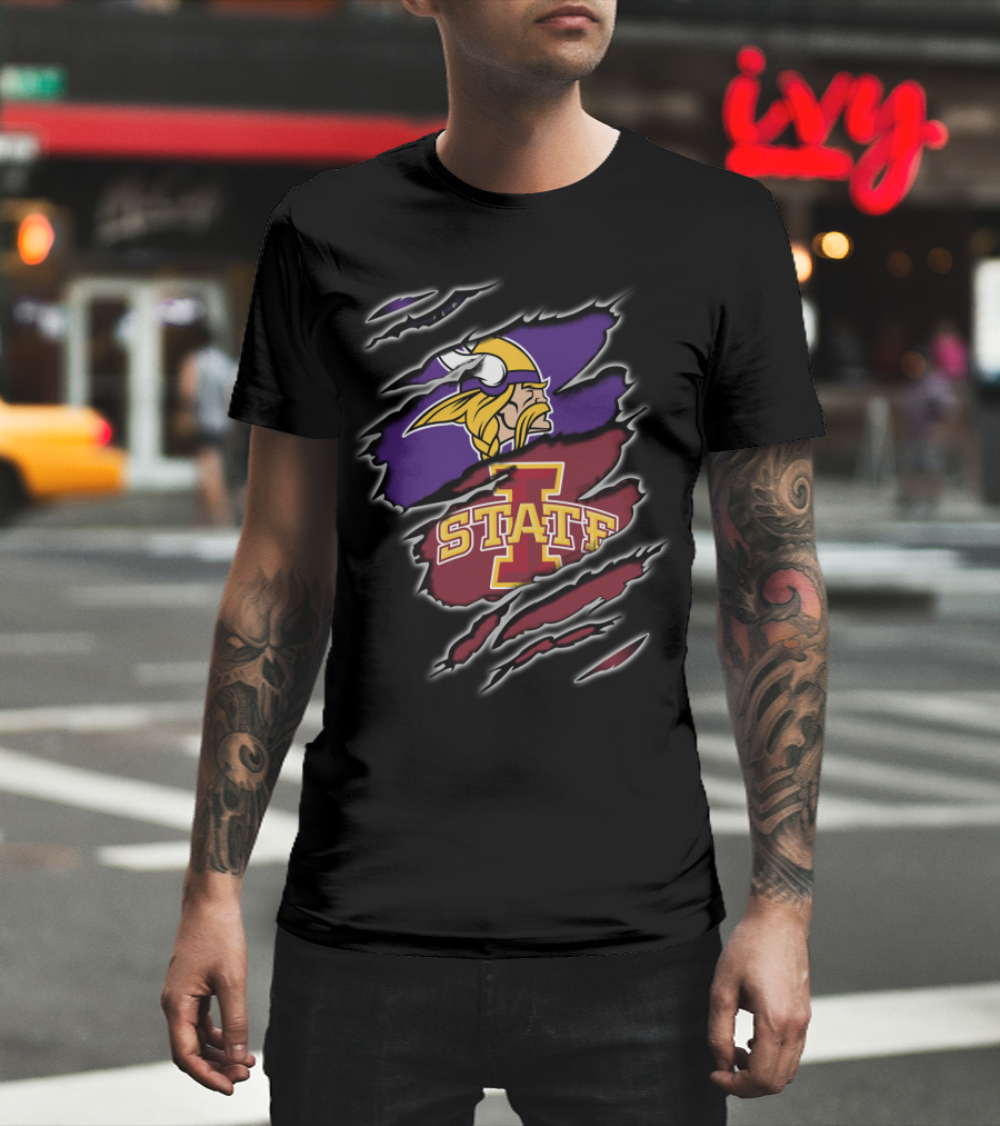 Minnesota Vikings Iowa State Cyclones Logos T-Shirt