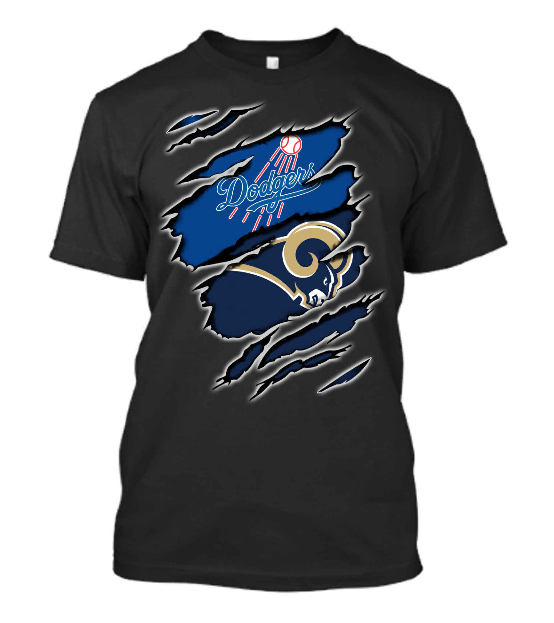 Dodgers Rams Claw Scratch Dual Logo Fusion T-Shirt