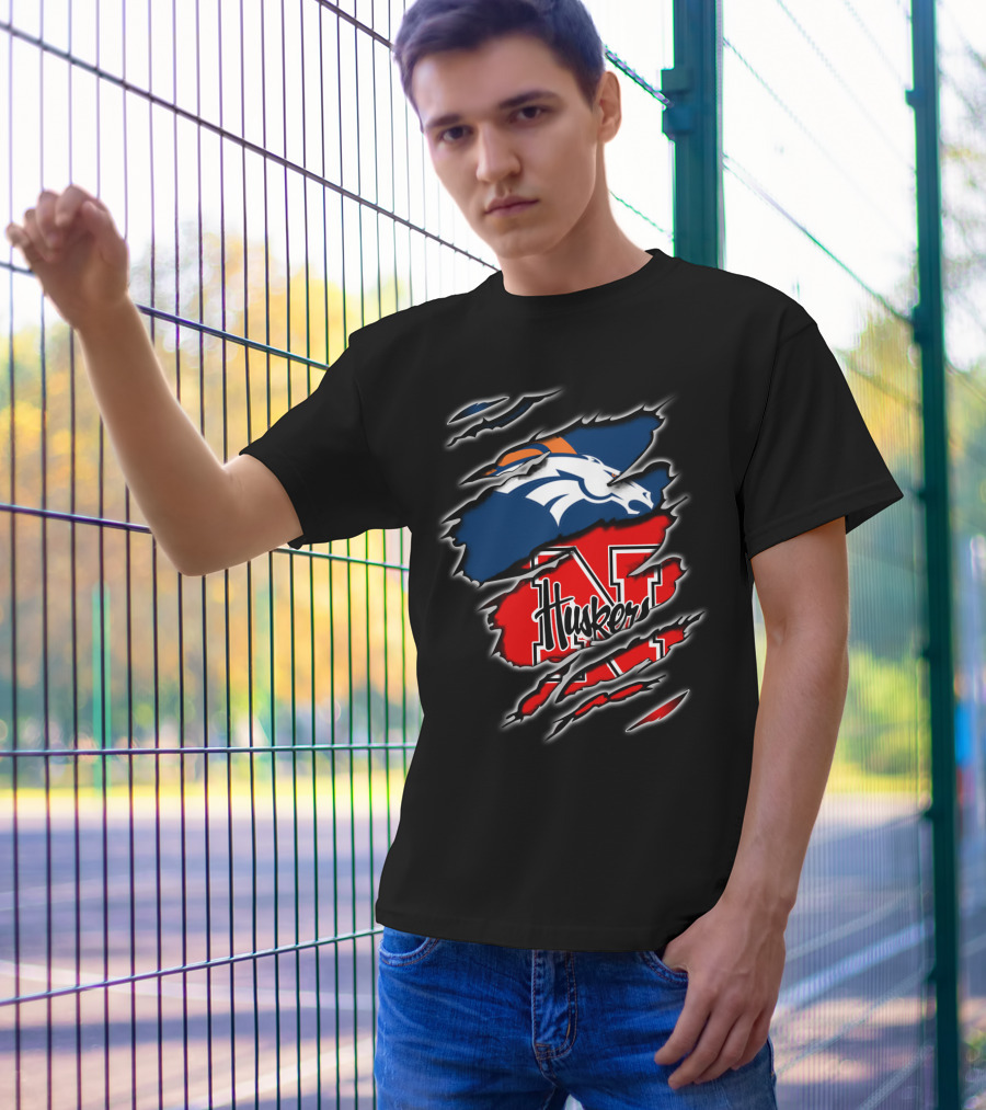 Broncos Huskers Logo Fusion T-Shirt