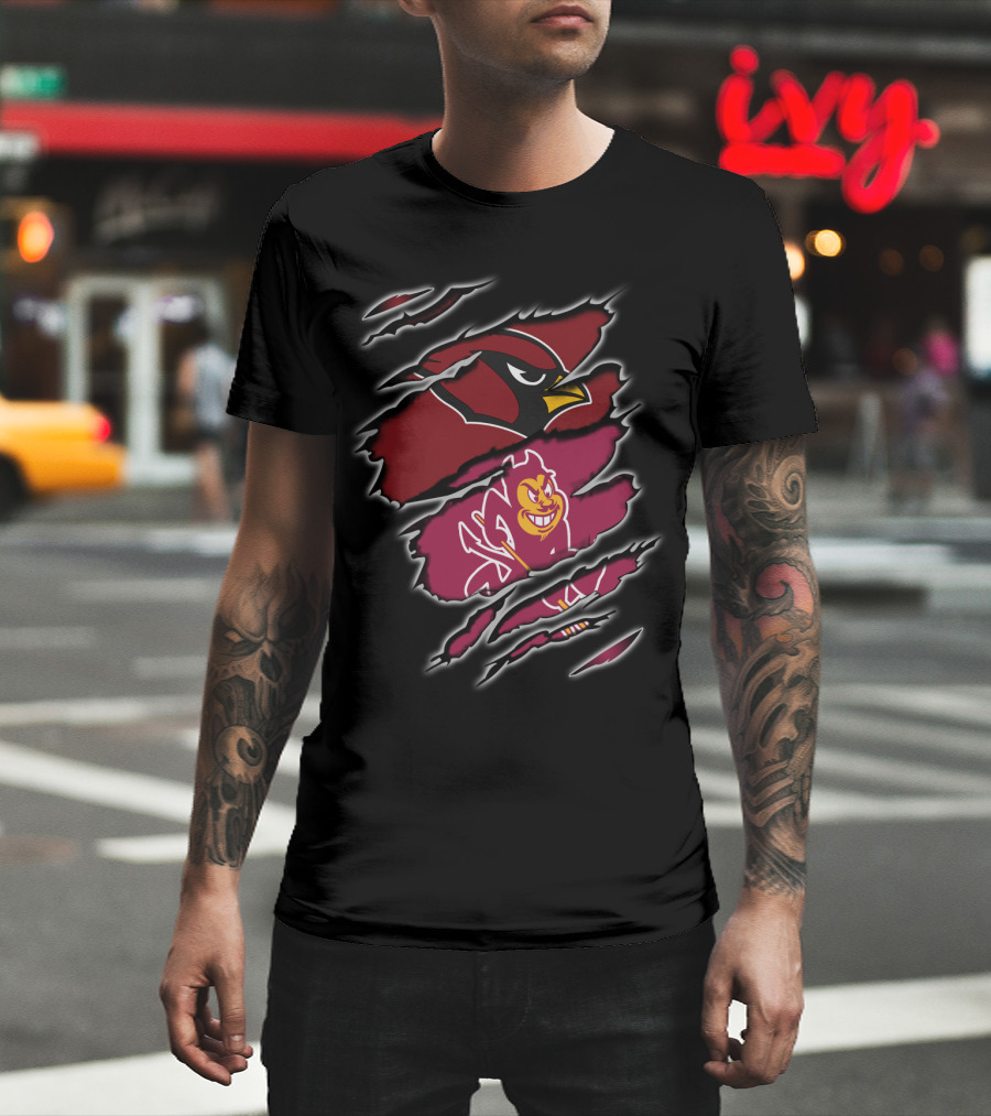 Arizona Cardinals ASU Sun Devils Torn Claw Marks T-Shirt