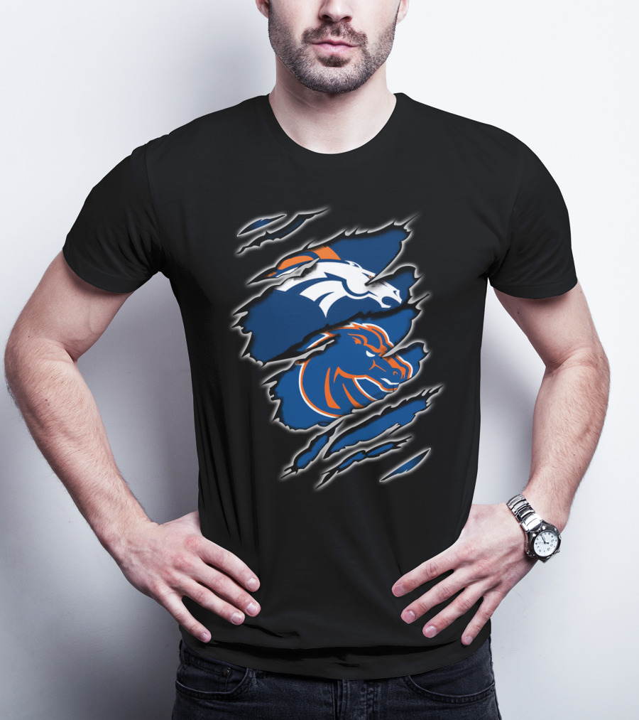 Broncos Boise Hybrid Emblem Rip T-Shirt