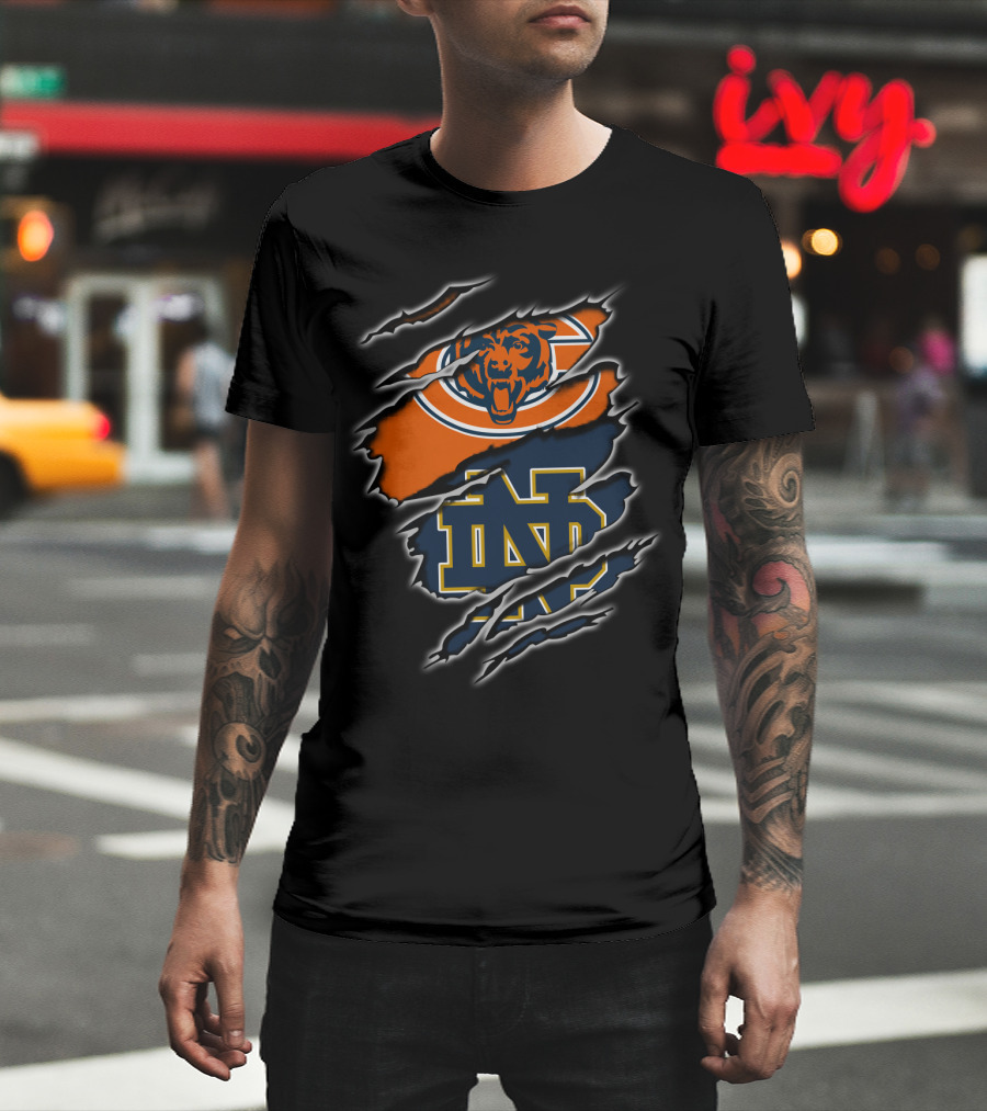 Chicago Bears Notre Dame Fighting Irish Claw Marks T-Shirt