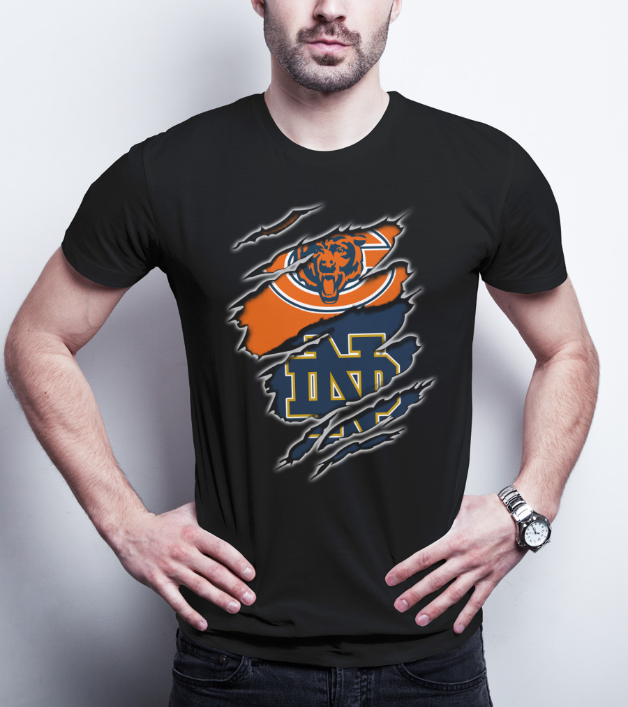 Chicago Bears Notre Dame Fighting Irish Claw Marks T-Shirt