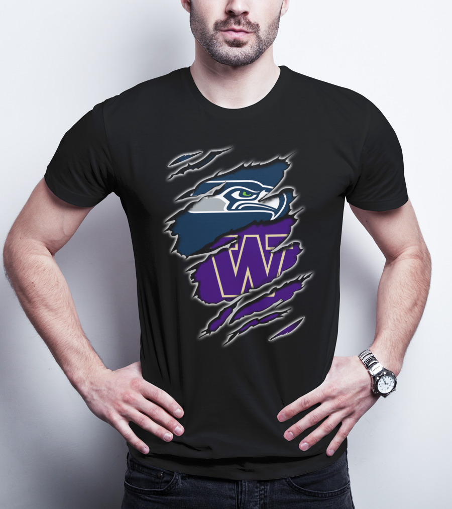 Seahawks Washington Huskies Logo Claw Tear T-Shirt