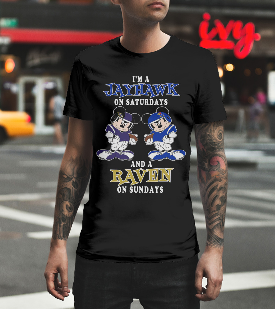 I'm A Jayhawk On Saturdays And A Raven On Sundays T-Shirt