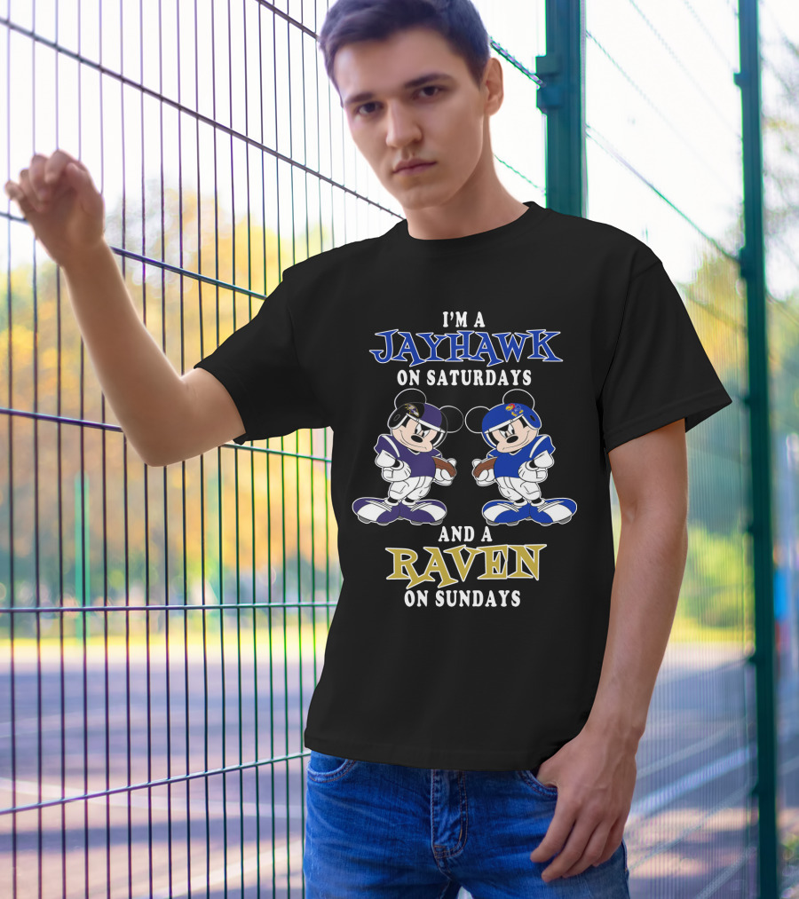 I'm A Jayhawk On Saturdays And A Raven On Sundays T-Shirt