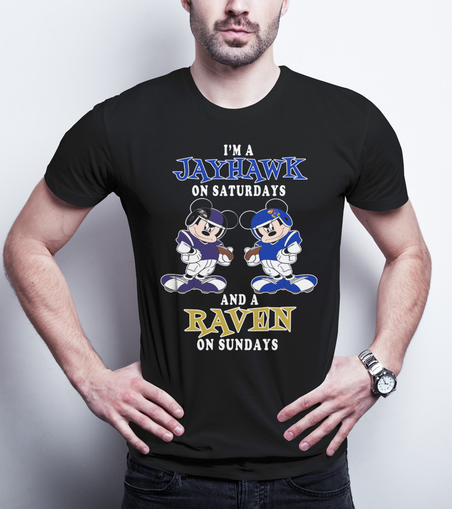 I'm A Jayhawk On Saturdays And A Raven On Sundays T-Shirt