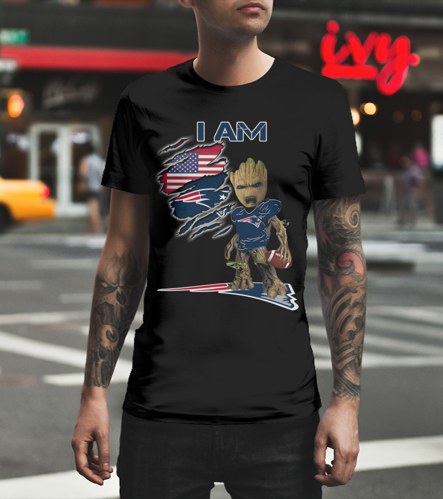 I Am Groot American Football Fan Patriots T-Shirt