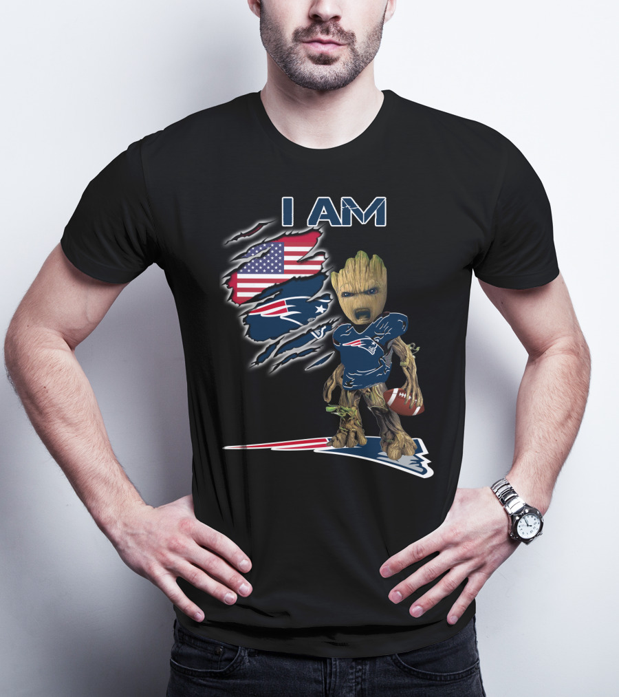 I Am Groot American Football Fan Patriots T-Shirt