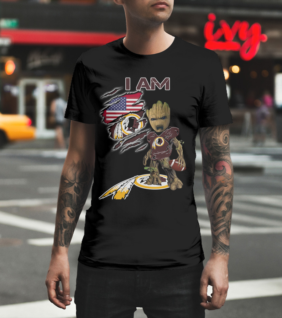 I Am Groot Washington Football Team Fan Usa Flag T-Shirt