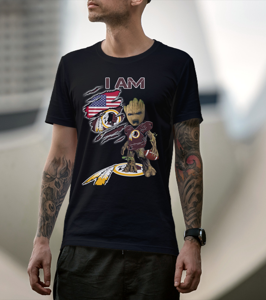 I Am Groot Washington Football Team Fan Usa Flag T-Shirt