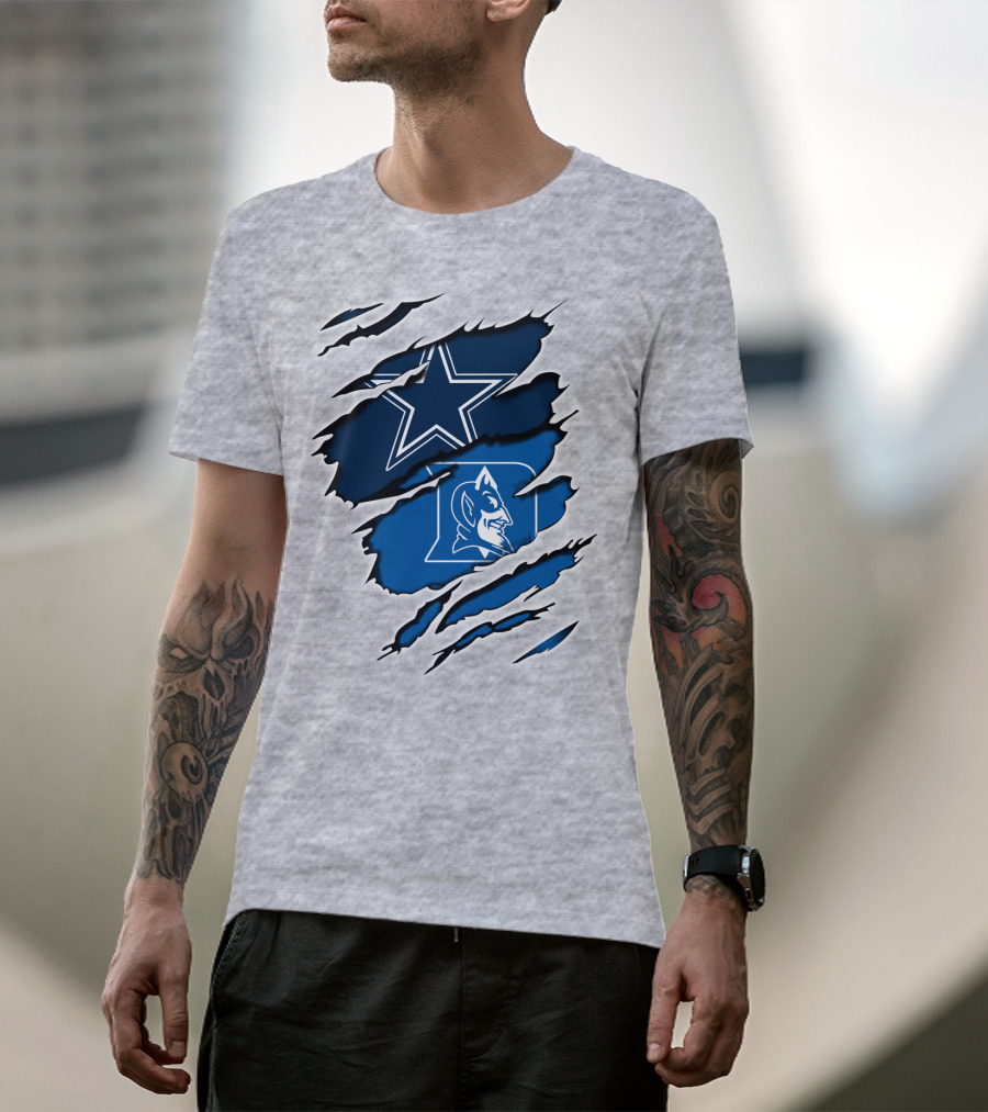 Dallas Cowboys Star Duke Blue Devils Tear T-Shirt