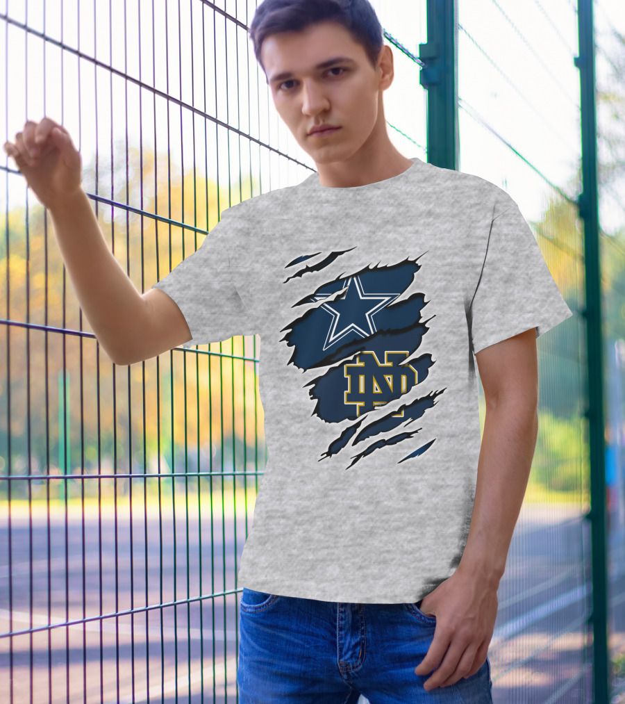 Dallas Cowboys Notre Dame Fighting Irish Logo Mashup T-Shirt