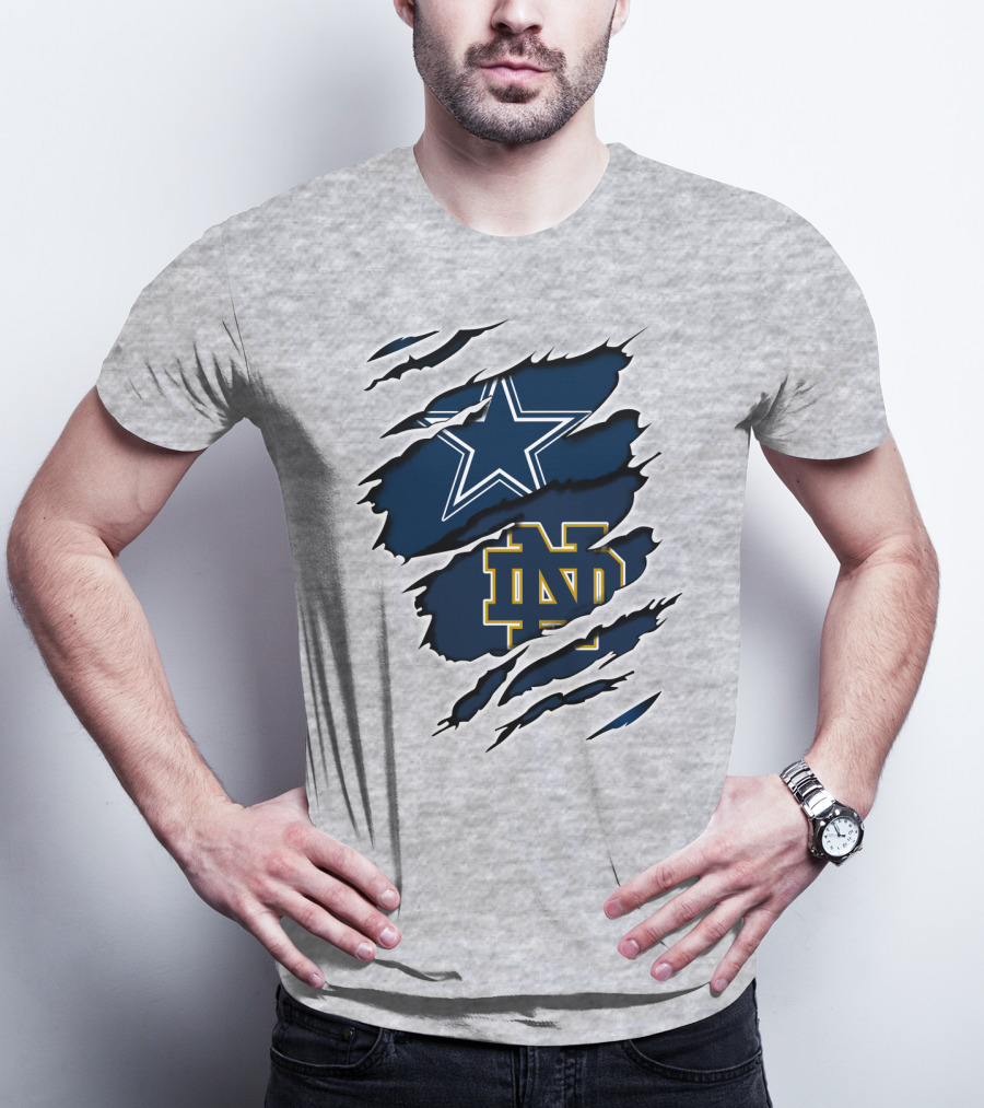 Dallas Cowboys Notre Dame Fighting Irish Logo Mashup T-Shirt